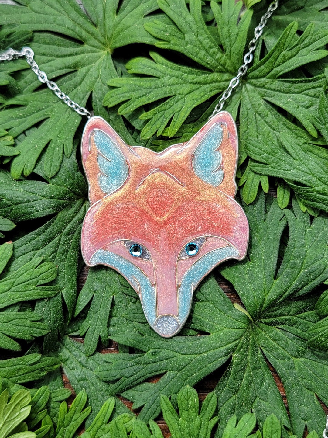 Sunrise Fox Necklace, Sky Fox Pendant, Resin Fox Pendant, Fox Jewlery ...
