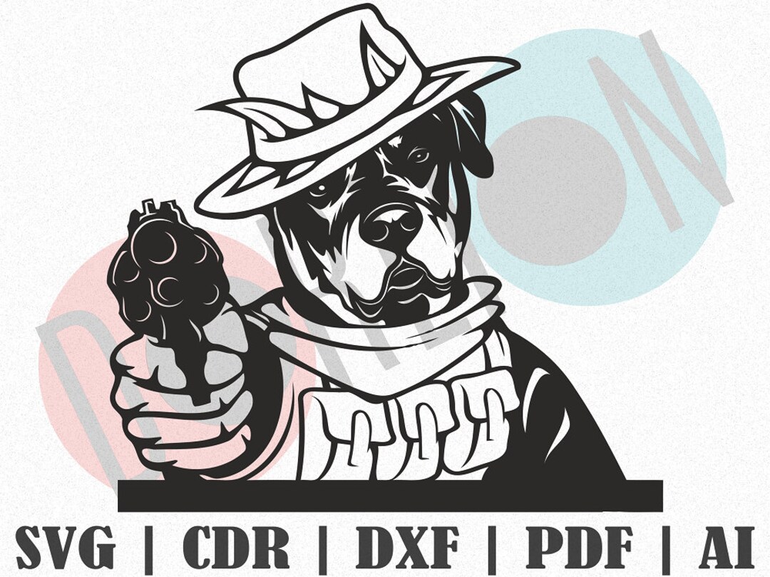 Rottweiler With Pistol Angry Design SVG, Customize Gift Svg, Vinyl ...