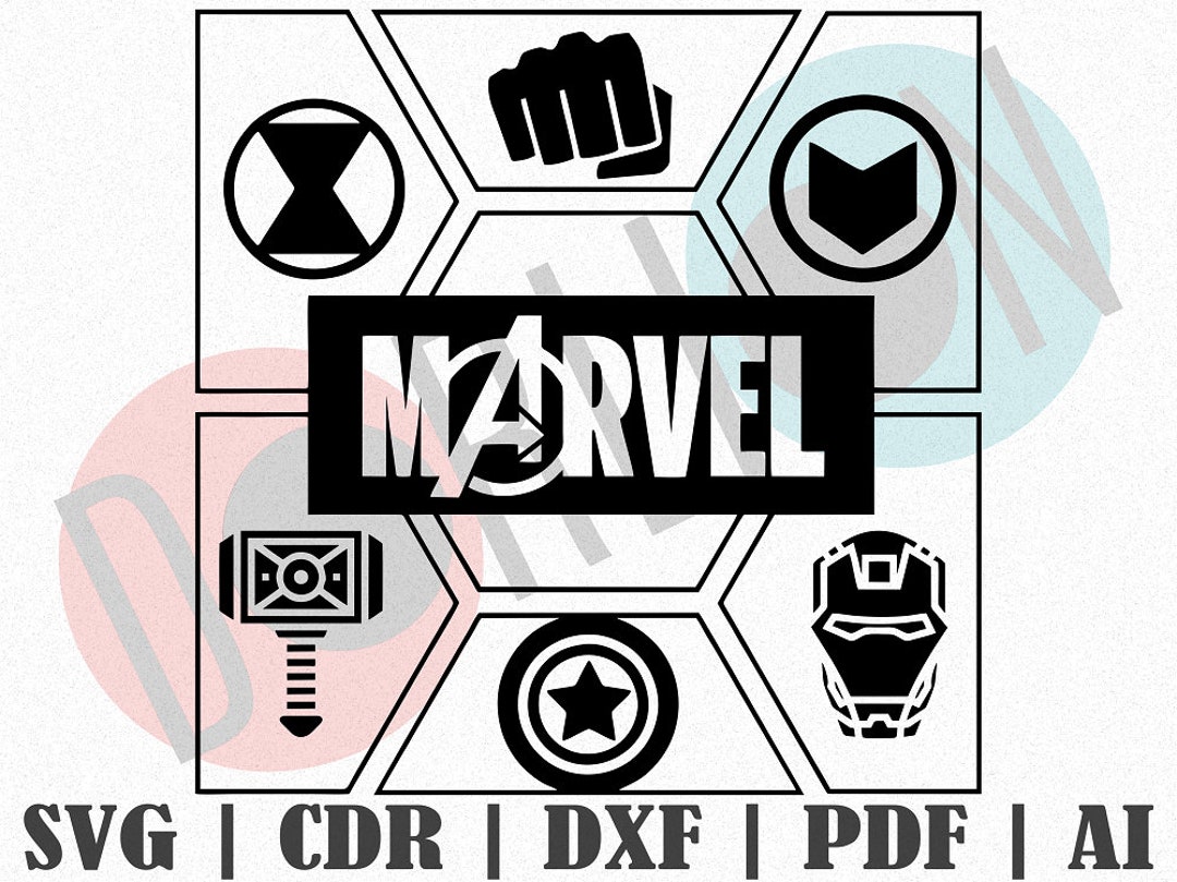Marvel Super Heroes Logo Design SVG, Customize Gift Svg, Vinyl, Bundle ...