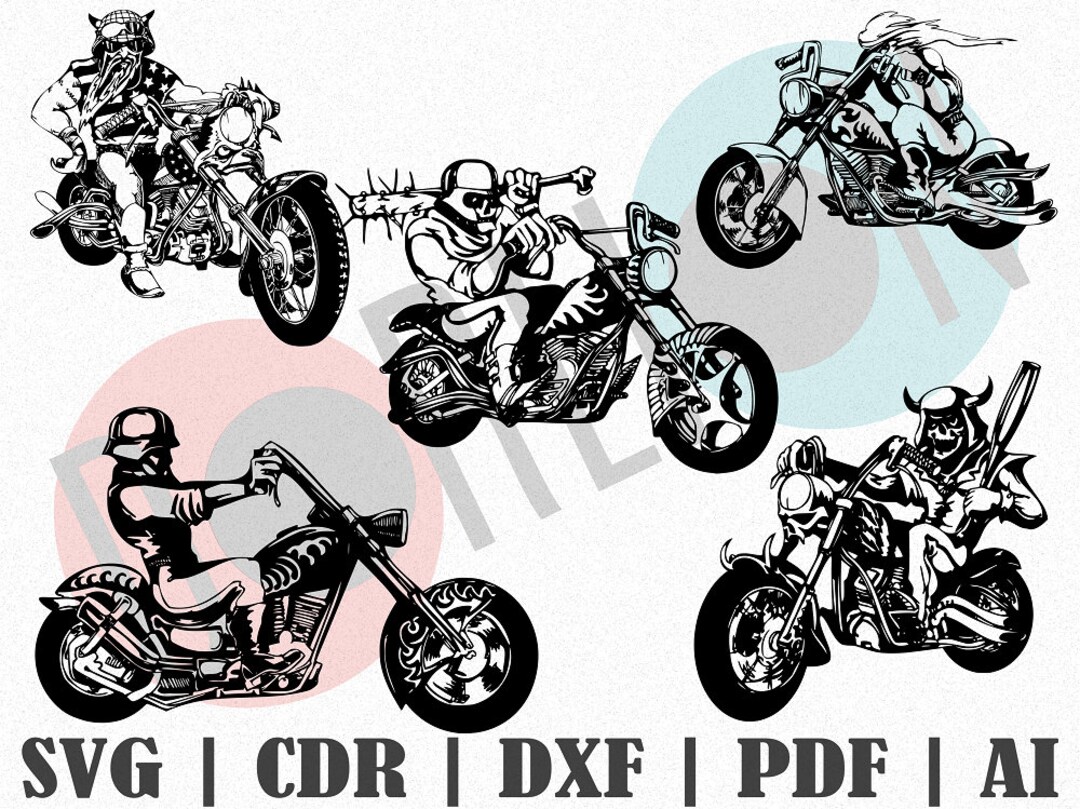 Crazy Bikers SVG 5 Pieces, Customize Gift Svg, Vinyl, Bundle Cut File ...