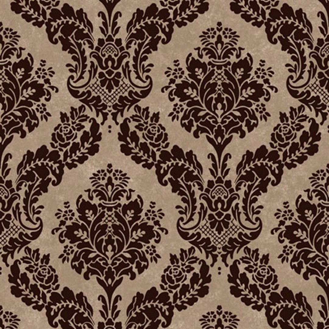 Belfast Damask Flock Wallpaper Brown and Gold - Etsy