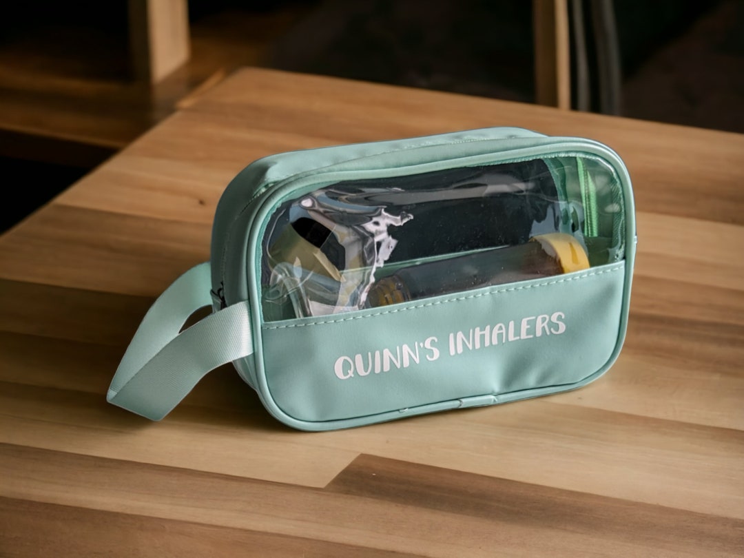 Personalised Clear Inhaler Case With Handle Medication Pouch Inhaler ...