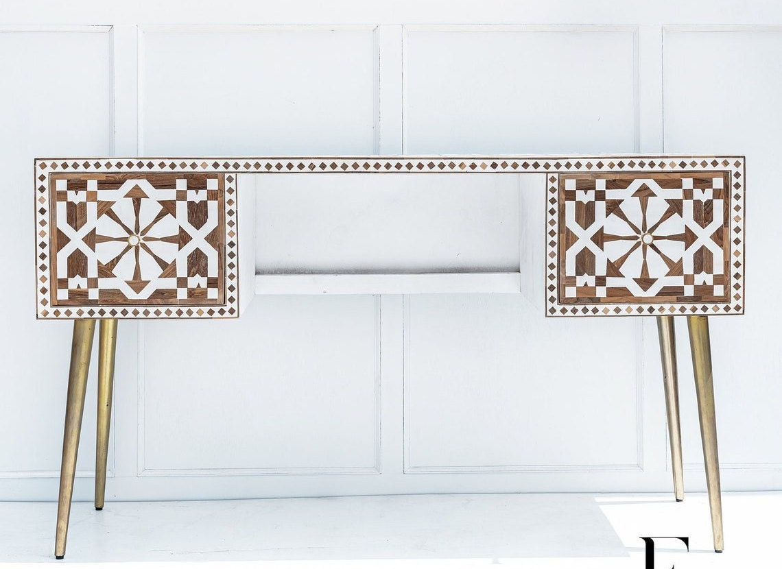 Handmade Teak Wood Inlay Console Table Teak Wood Inlay Desk Table 2 ...