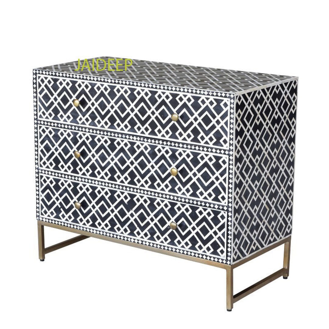 Handmade Bone Inlay Black Optical Cross Design Sideboard - Etsy