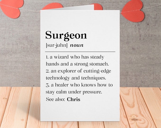 Personalized Surgery Resident Card, Surgery Graduation Gift, Match Day ...