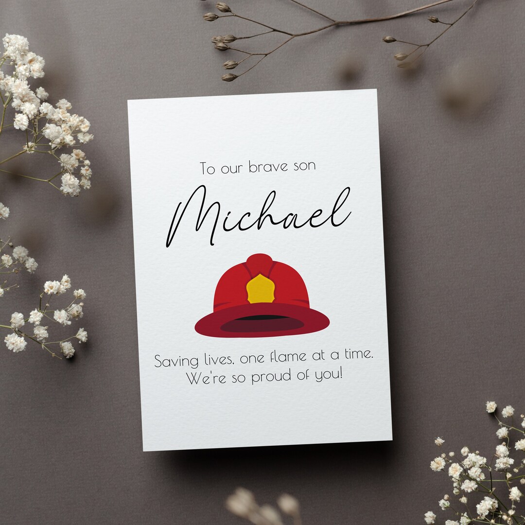Personalized Fire Academy Graduation for Son Card, Fireman Graduate ...