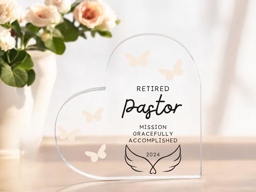 Personalized Pastor Retirement Thank You Heart Acrylic Plaque, Retired ...
