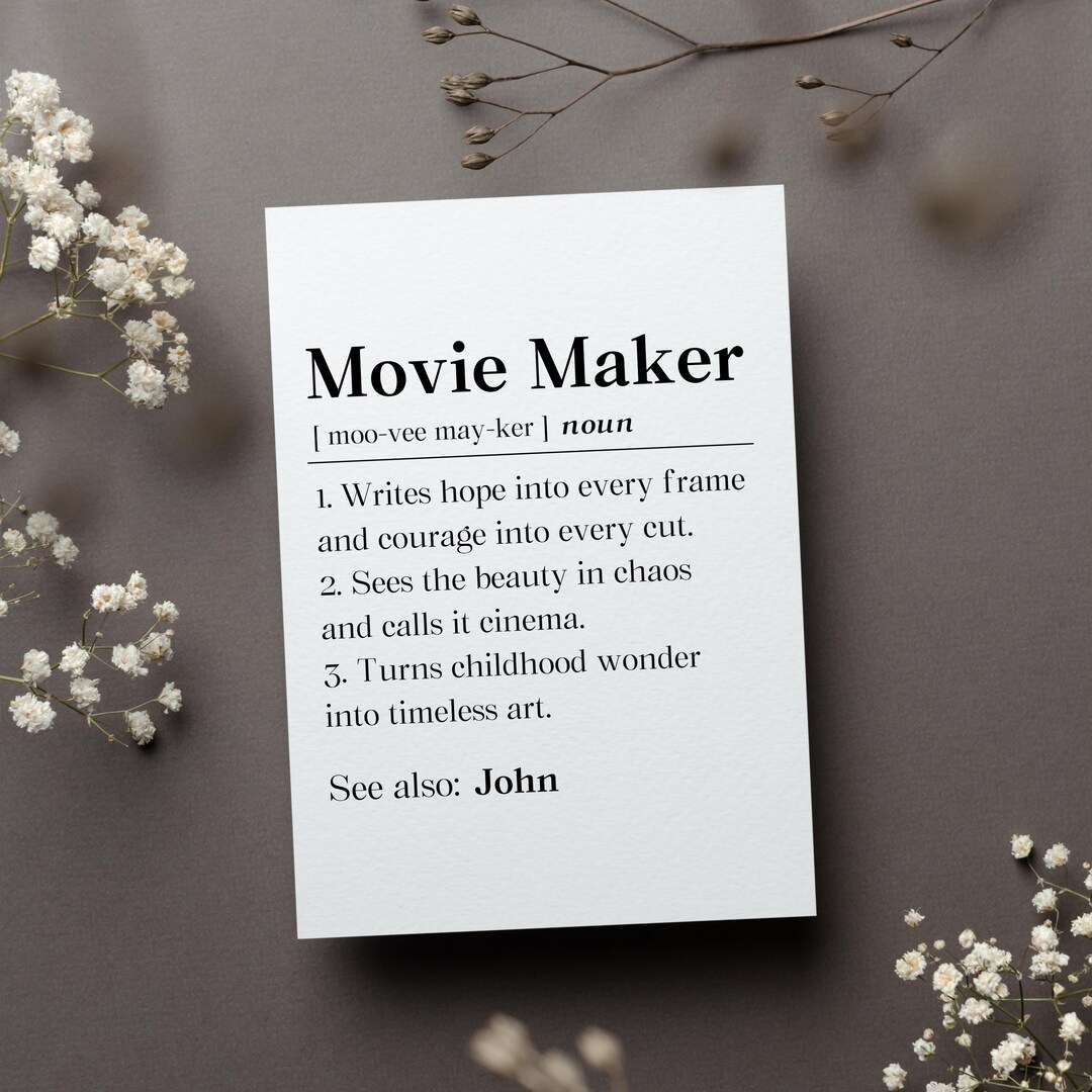 Movie Maker Definition Card, Movie Makers Graduation Gift, Film ...