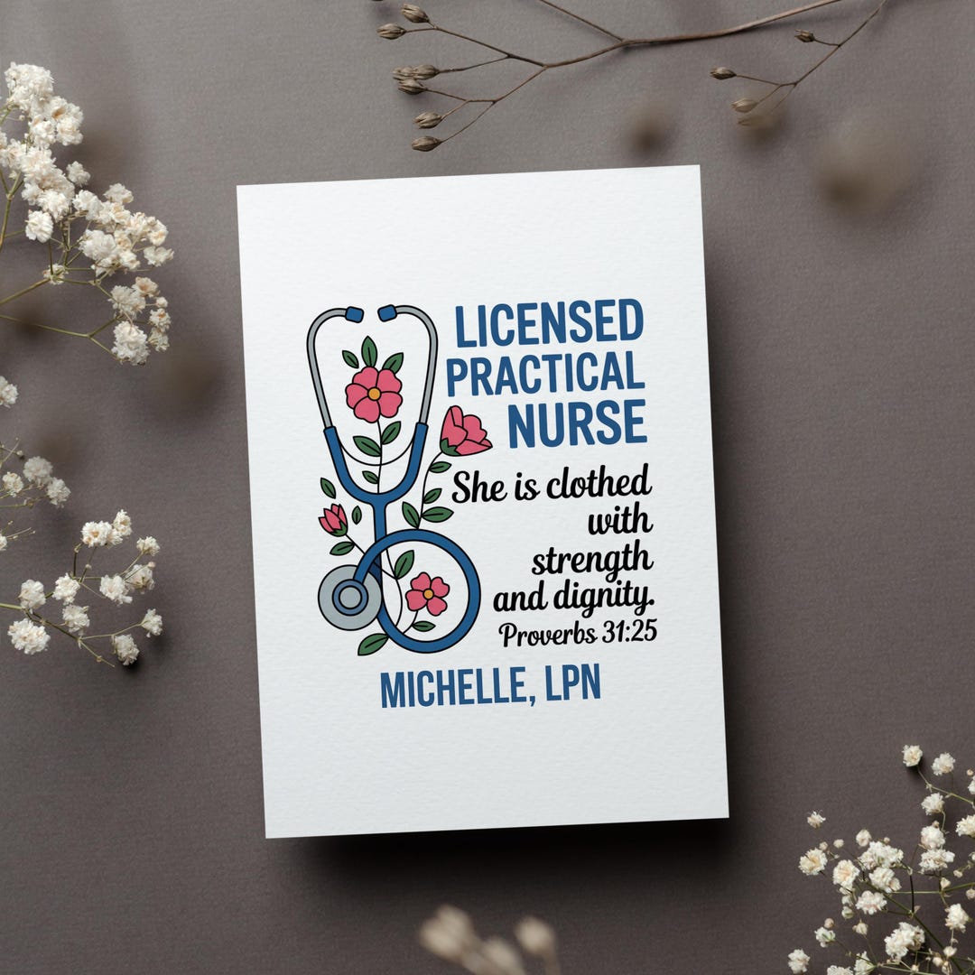 Personalized Licensed Practical Nurse Card, Custom Christian Nurse Gift ...