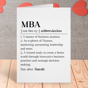 Personalized Mba Graduation Card, Custom Master of Business ...