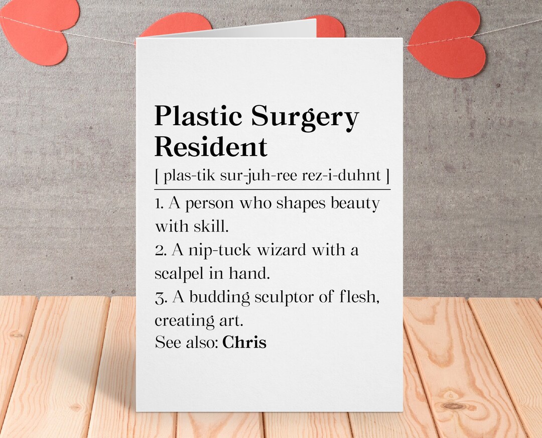 Personalized Plastic Surgery Resident Card, Plastic Surgery Residency ...