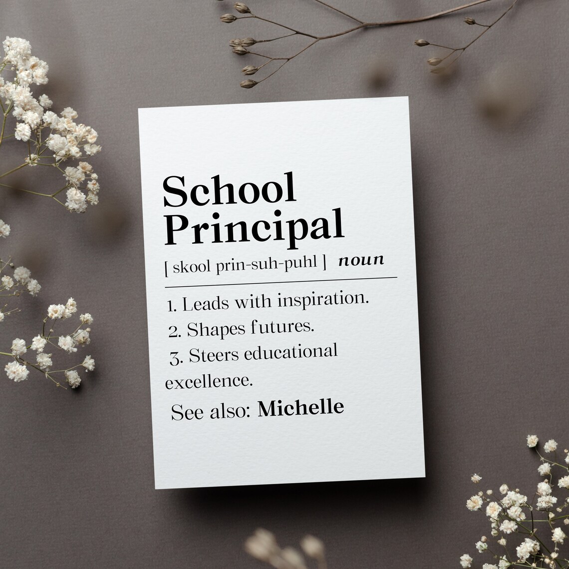 Personalized School Principal Definition Card, School Appreciation Gift ...