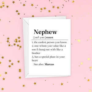 Personalized for Nephew Card, Nephew Definition Card, Best Nephew Gift ...