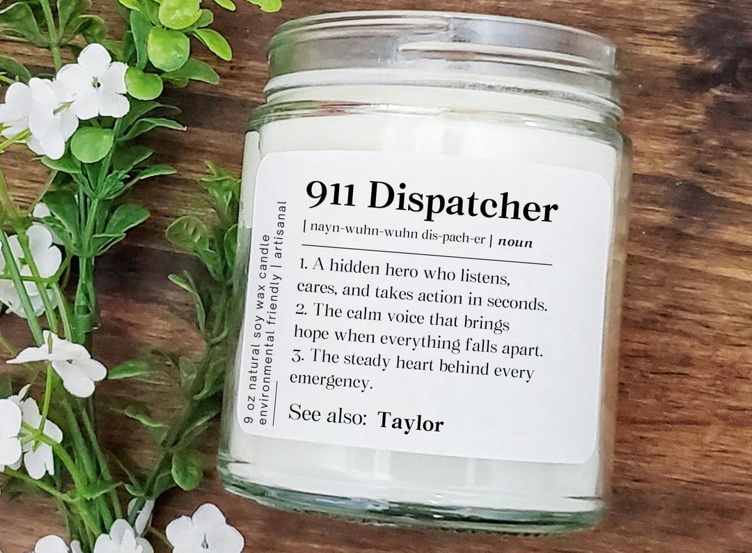 Custom 911 Dispatcher Definition Candle, 911 Dispatcher Merch Gift ...