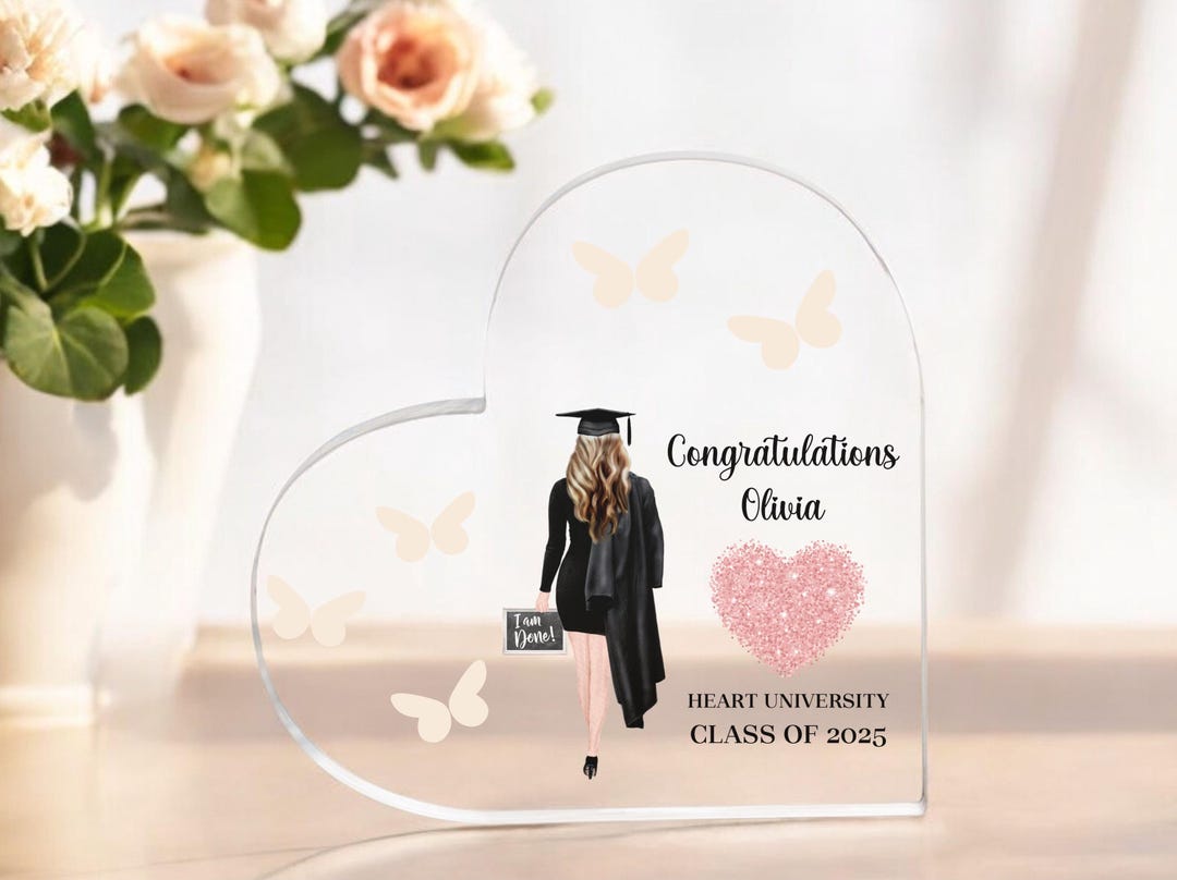 Personalized University Graduation Heart Acrylic Plaque, Custom Class ...