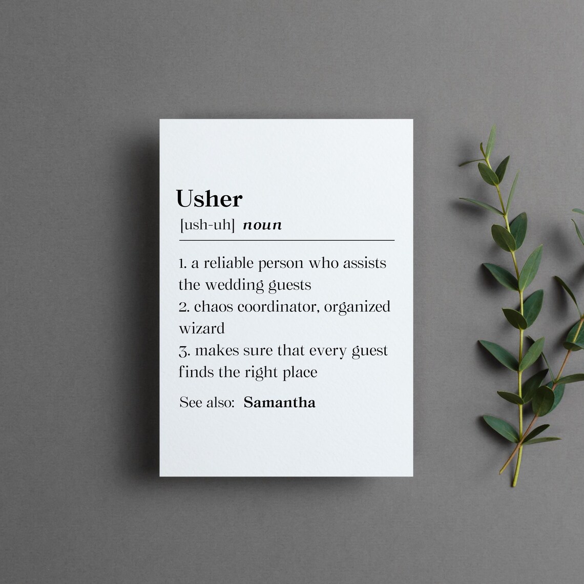 Personalized Usher Card, Usher Proposal Gift, From Bride Greeting Card ...