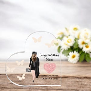 Personalized University Graduation Heart Acrylic Plaque, Custom Class ...