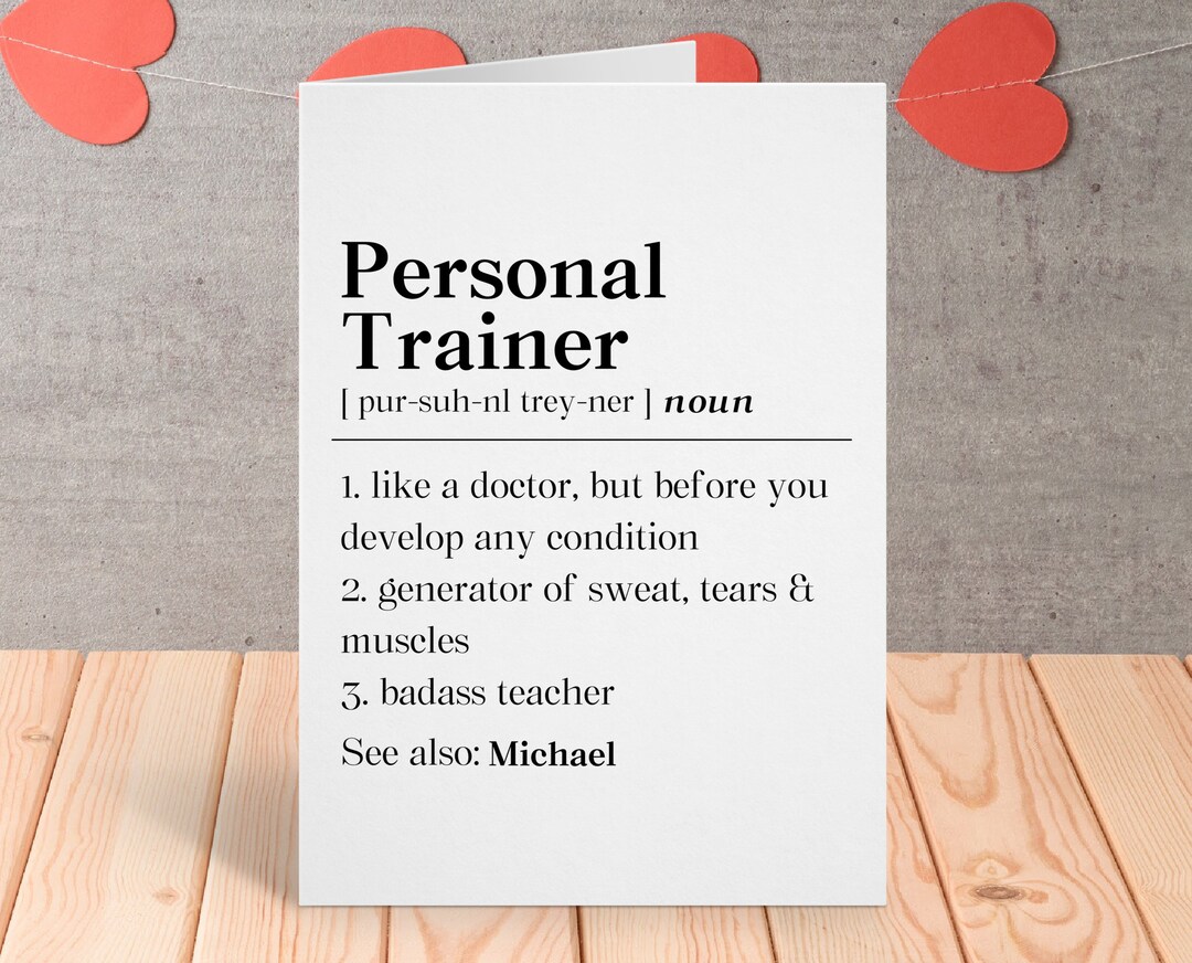 Personalized Personal Trainer Definition Card, Gym Personal Trainer ...