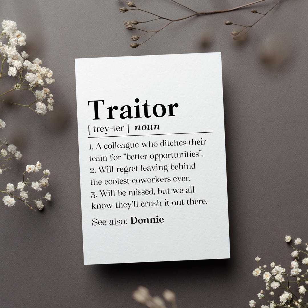 Funny Traitor Card, Personalized Coworker Leaving Gift, Leaving Gift ...