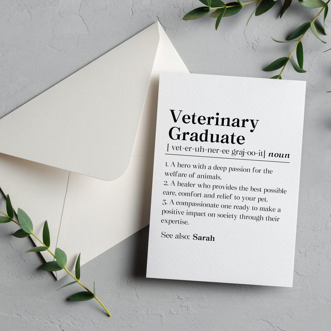 Personalized Veterinarian Graduation Card, Custom Veterinary Graduate ...