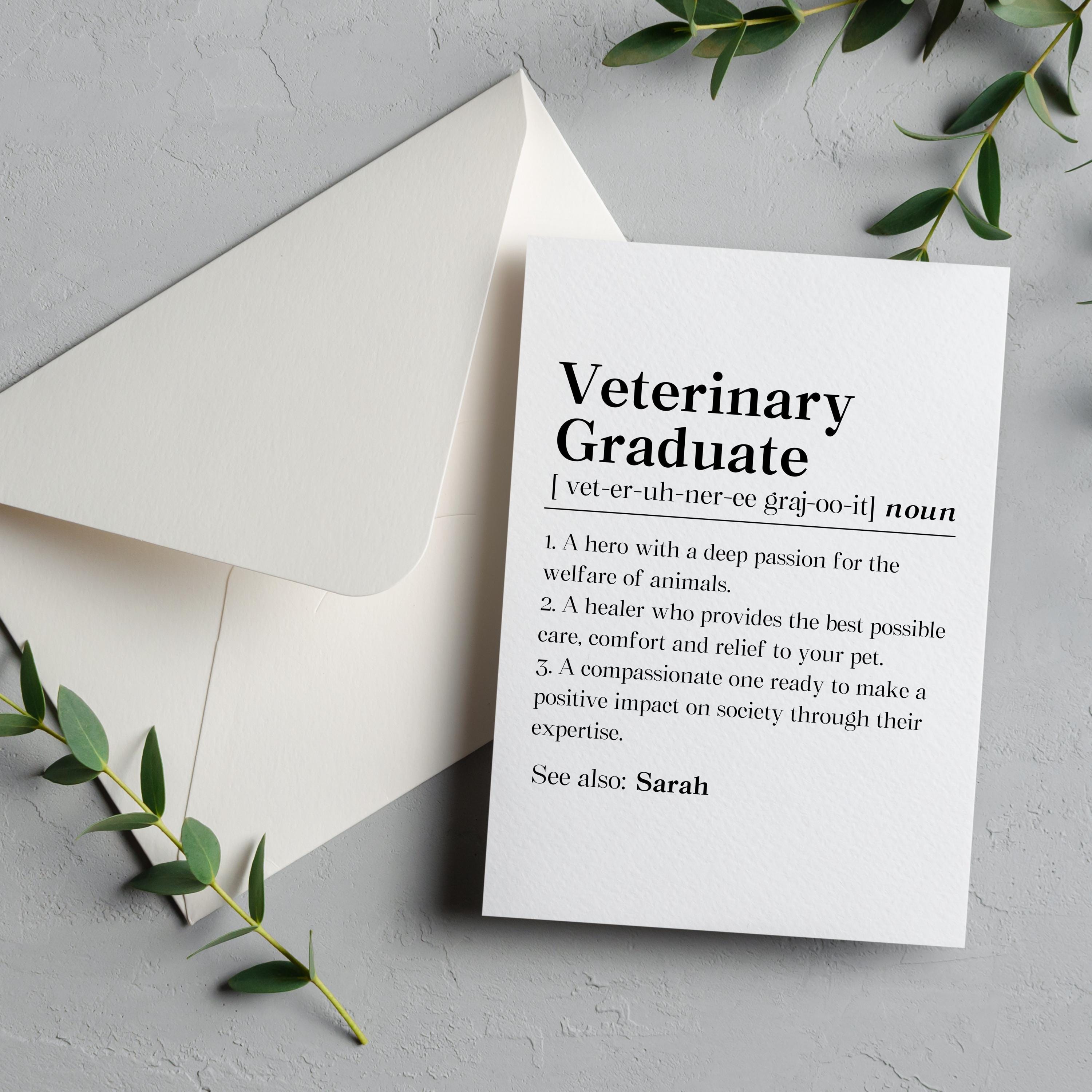 Personalized Veterinarian Graduation Card, Custom Veterinary Graduate ...