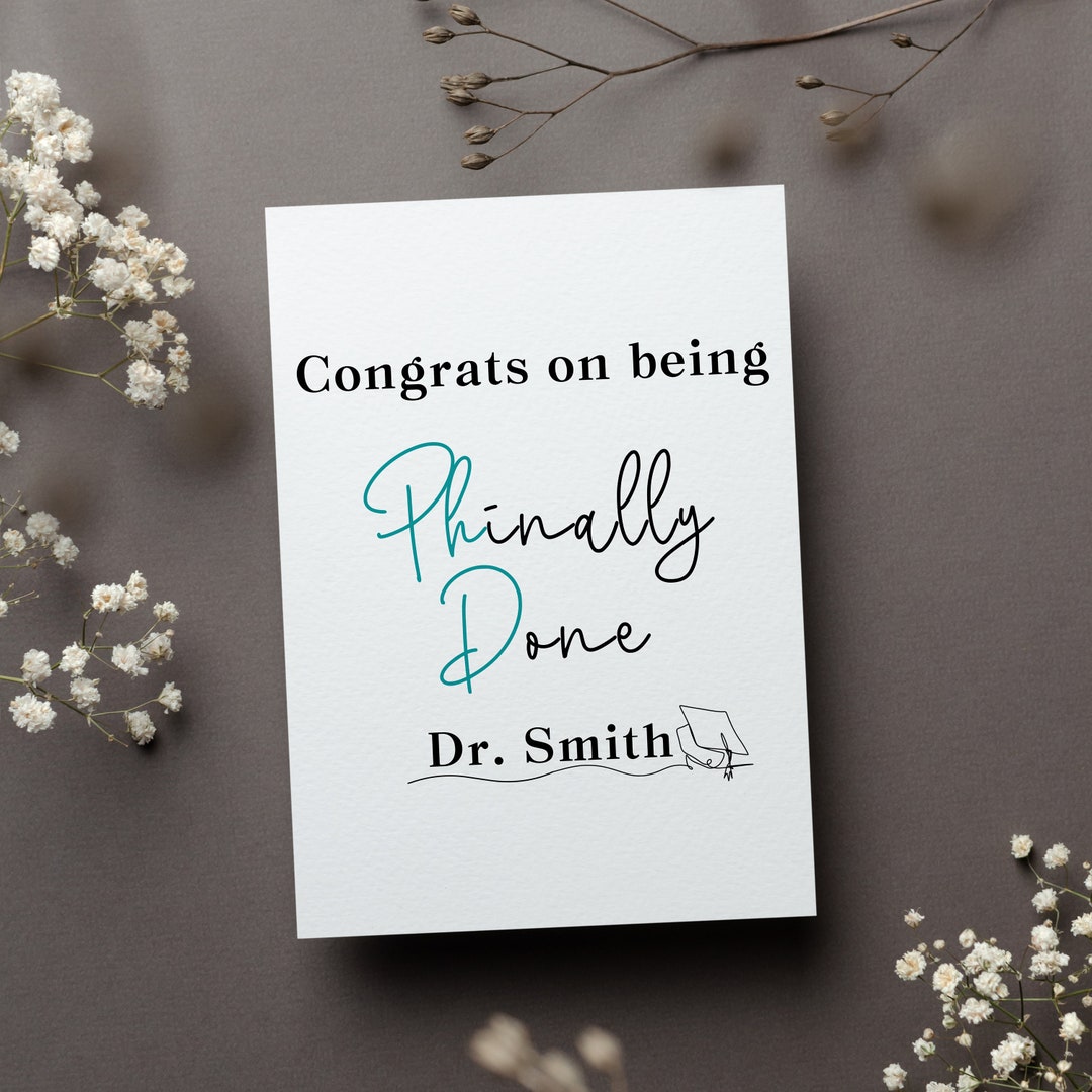 Personalized Phd Graduation Card, Dissertation Defense Gift, Phinallly ...