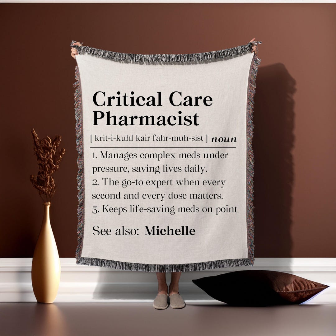 Personalized Critical Care Pharmacist Definition Woven Blanket, Icu ...