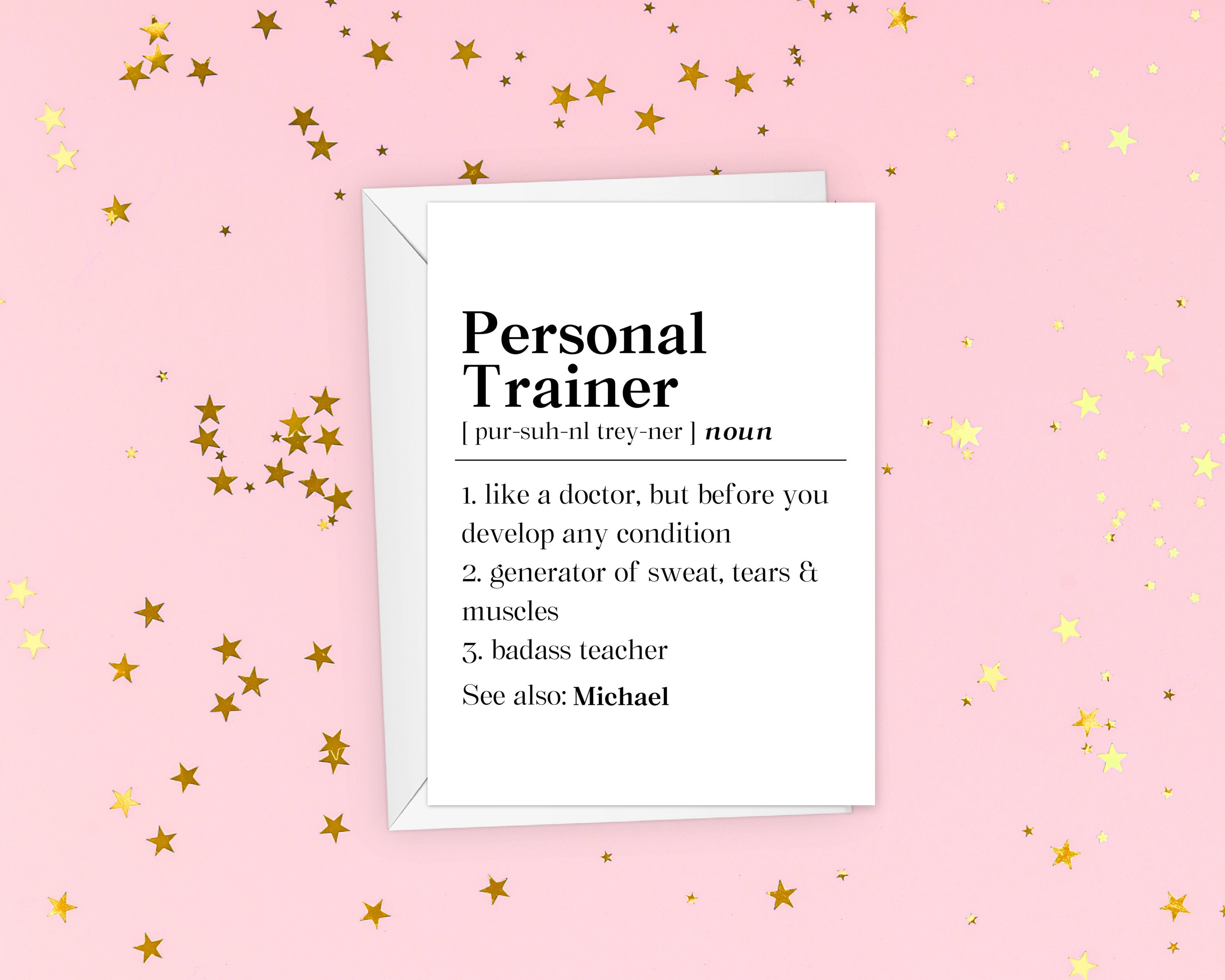 Personalized Personal Trainer Definition Card, Gym Personal Trainer ...