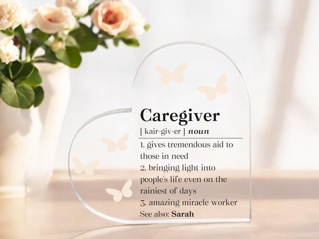 Personalized Caregiver Definition Heart Acrylic Plaque, Caregiver ...