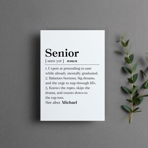 Personalized Senior Definition Card, College Senior Gift, Senior in ...