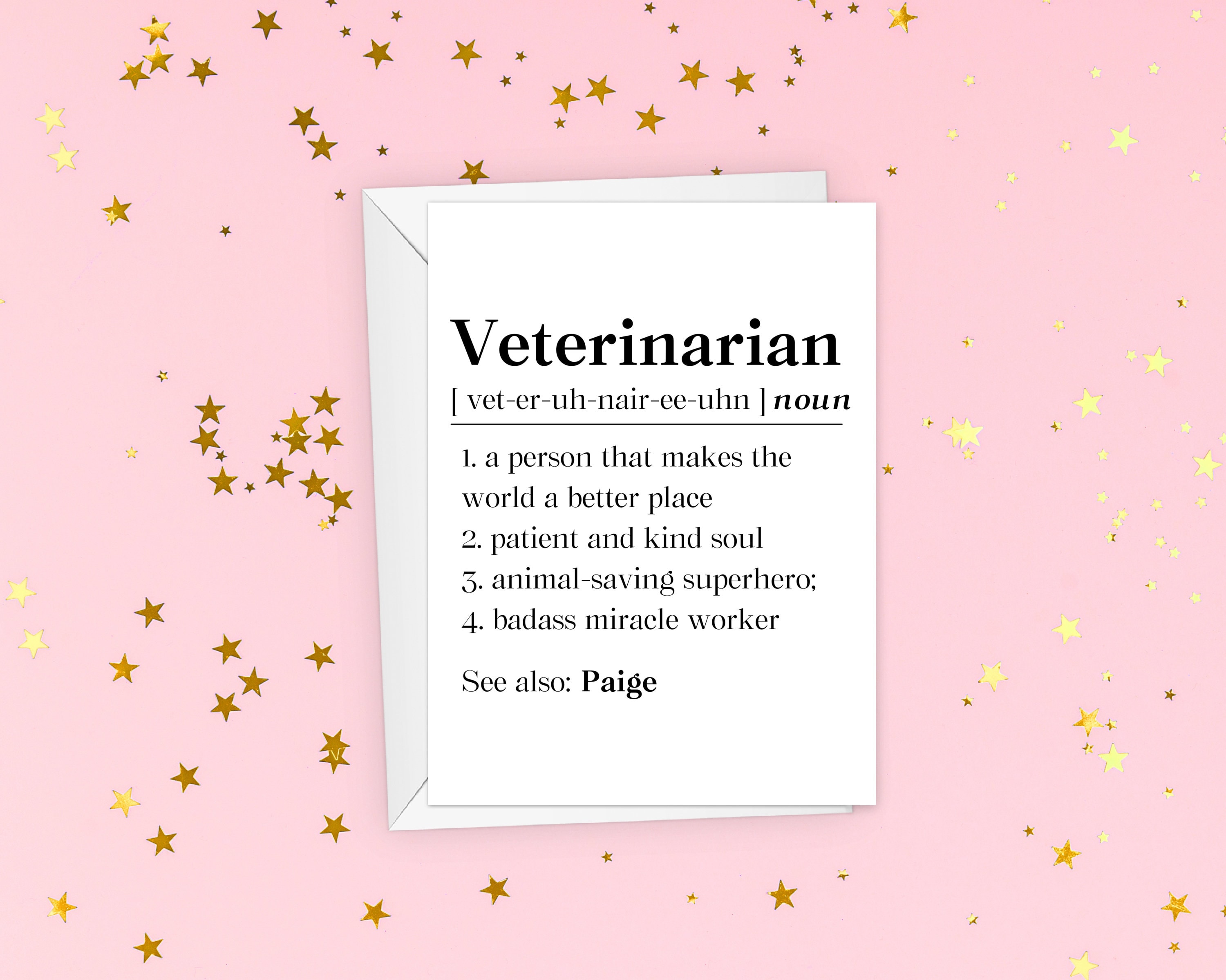 Personalized Veterinarian Definition Card, Vet Thank You Card ...