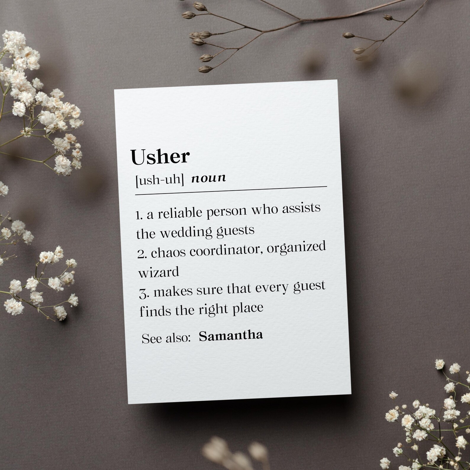 Personalized Usher Card, Usher Proposal Gift, From Bride Greeting Card ...