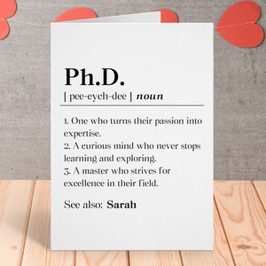 Personalized Phd Graduation Card, Custom Phd Graduate Gift, New Phd ...
