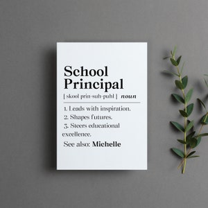 Personalized School Principal Definition Card, School Appreciation Gift ...
