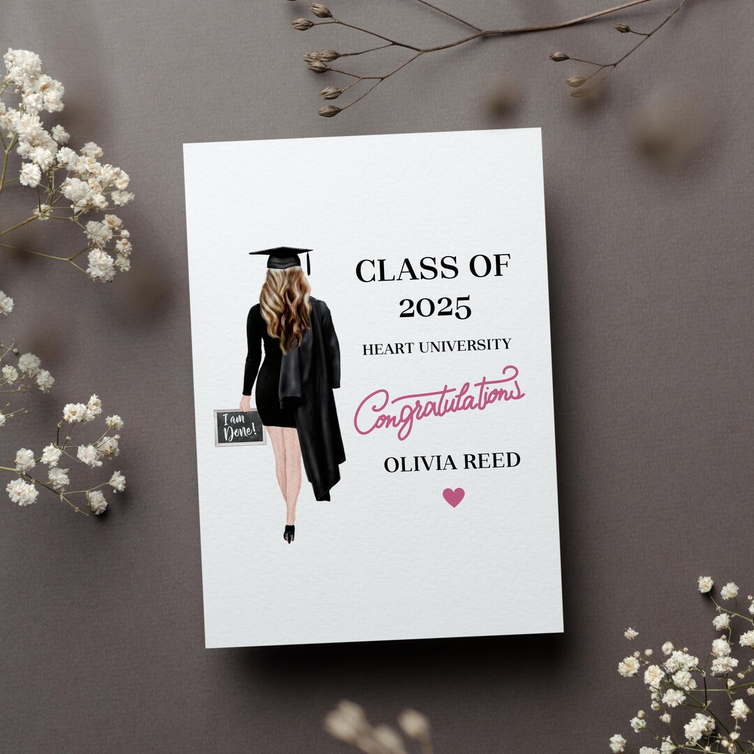Personalized Class of 2025 Card, Custom University Graduation Gift ...