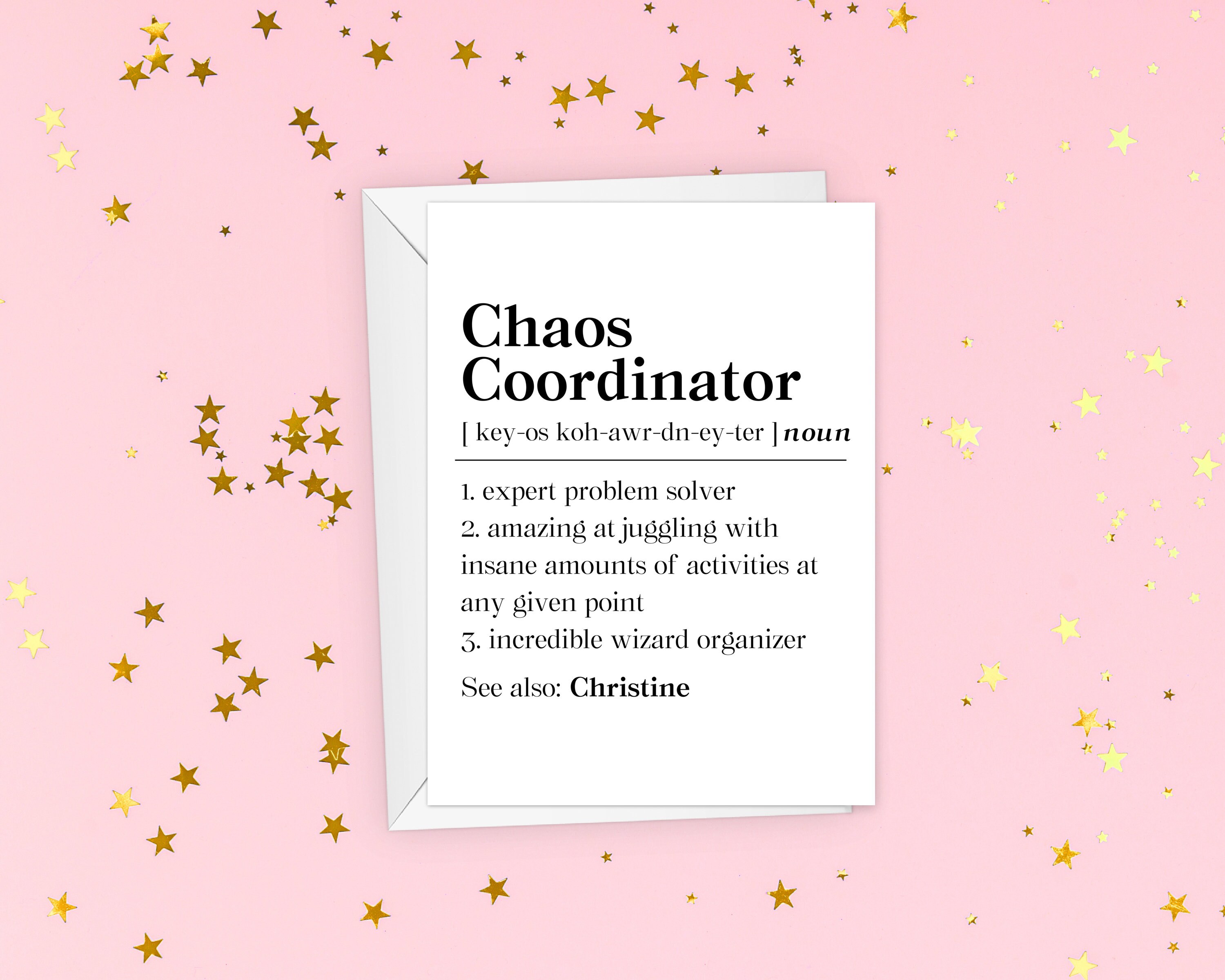 Personalized Chaos Coordinator Definition Card Chaos - Etsy
