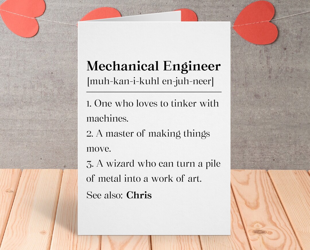 Funny Mechanical Engineer Birthday Card, Personalized Mechanical ...