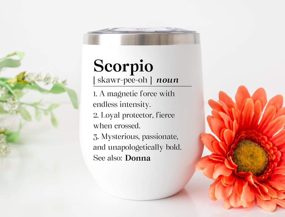Personalized Zodiac Scorpio Definition Wine Tumbler, Scorpio Birthday ...