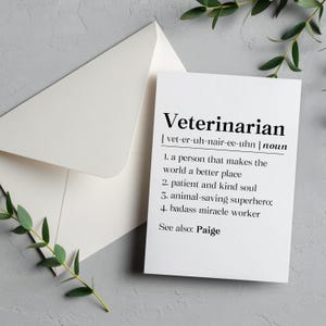 Personalized Veterinarian Definition Card, Vet Thank You Card ...
