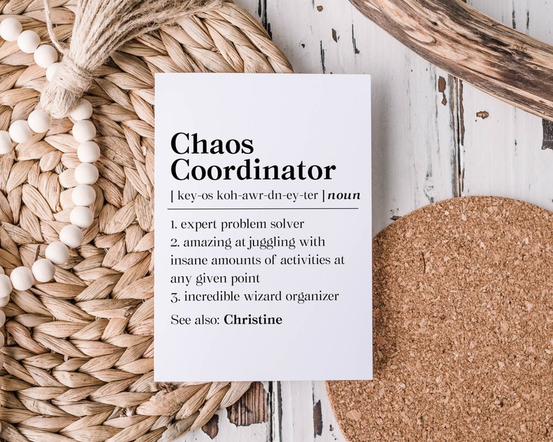 Personalized Chaos Coordinator Definition Card Chaos - Etsy