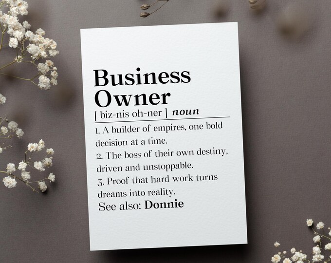 Personalized New Business Owner Card, Business Owner Anniversary Gift ...