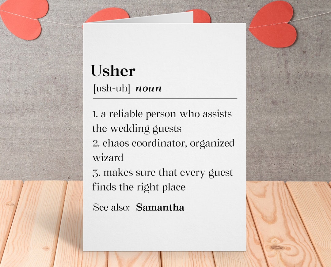 Personalized Usher Card, Usher Proposal Gift, From Bride Greeting Card ...