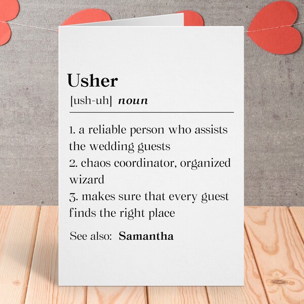 Usher Card - Etsy