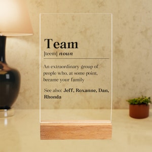 Team Definition Acrylic Plaque, Personalized Employees Gift, Small ...