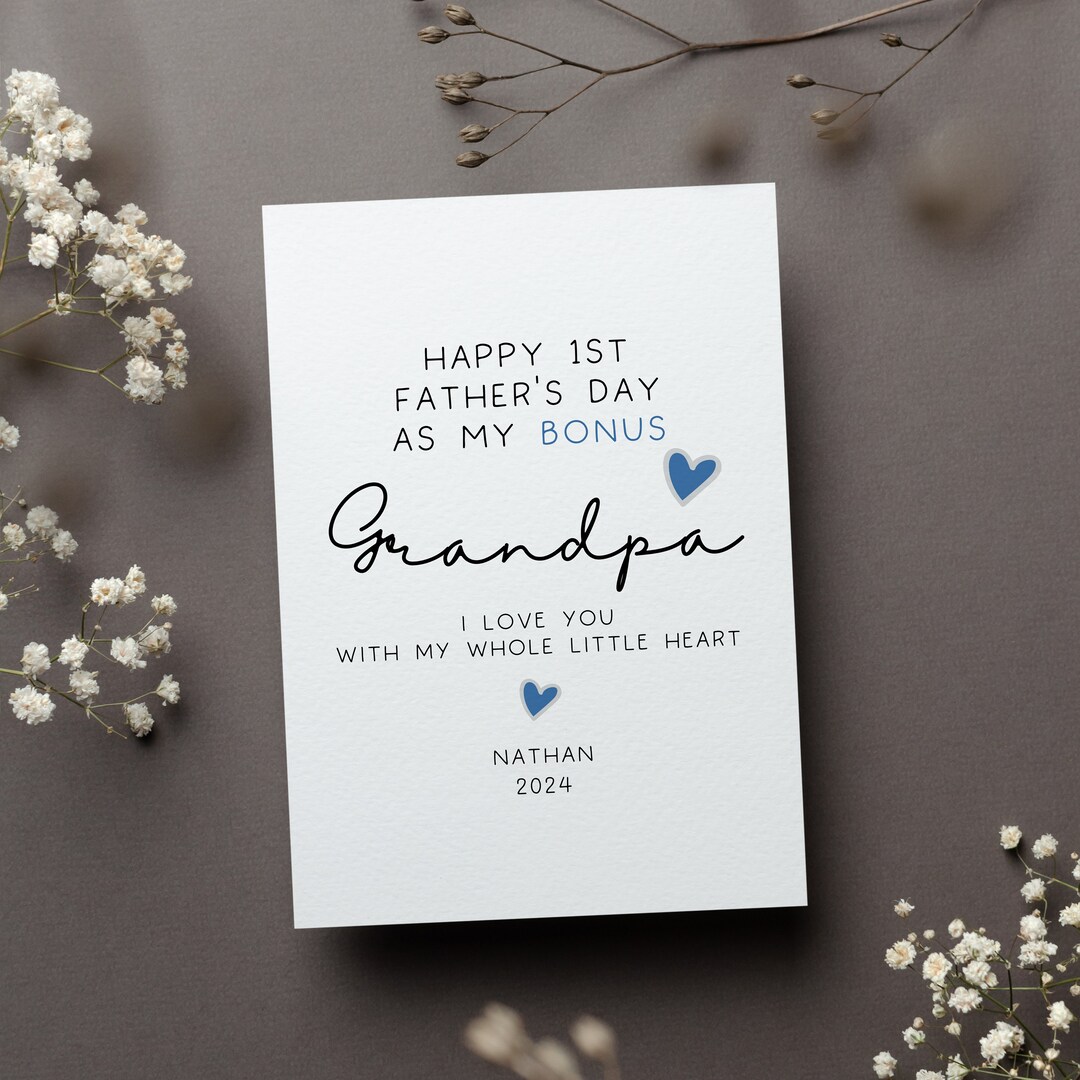 Personalized Bonus Grandpa Happy 1st Fathers Day Card, Dad Day for Step ...