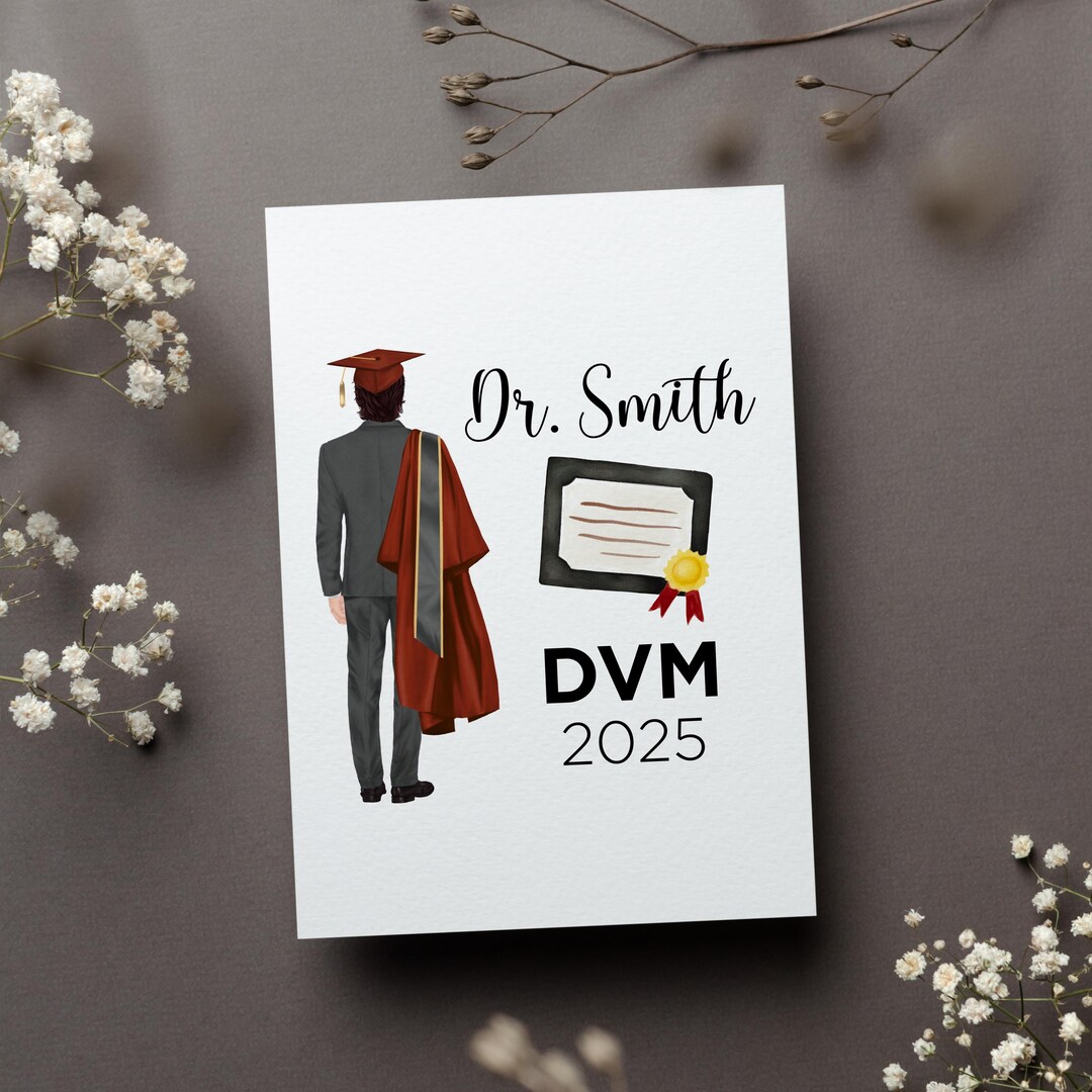 Personalized Veterinarian Graduation for Him Card, Custom Vet Graduate ...