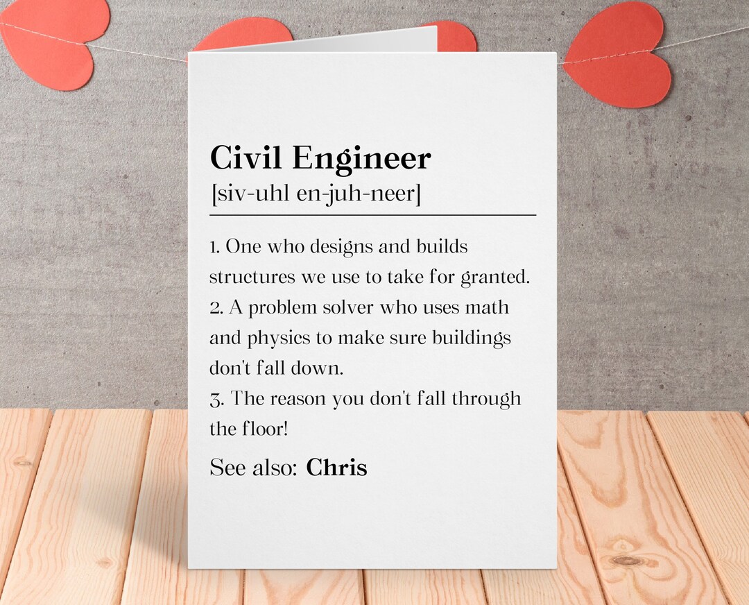 Personalized Civil Engineer Birthday Card, Custom Civil Engineering ...
