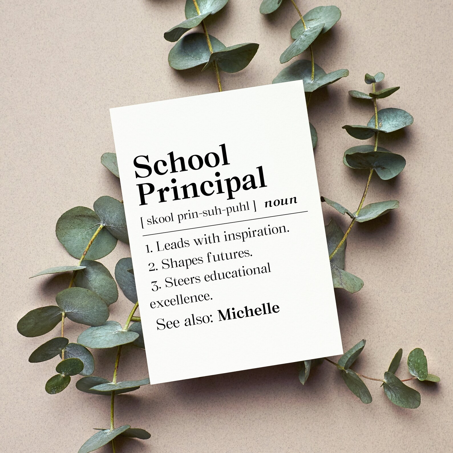 Personalized School Principal Definition Card, School Appreciation Gift ...