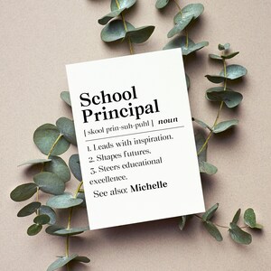 Personalized School Principal Definition Card, School Appreciation Gift ...