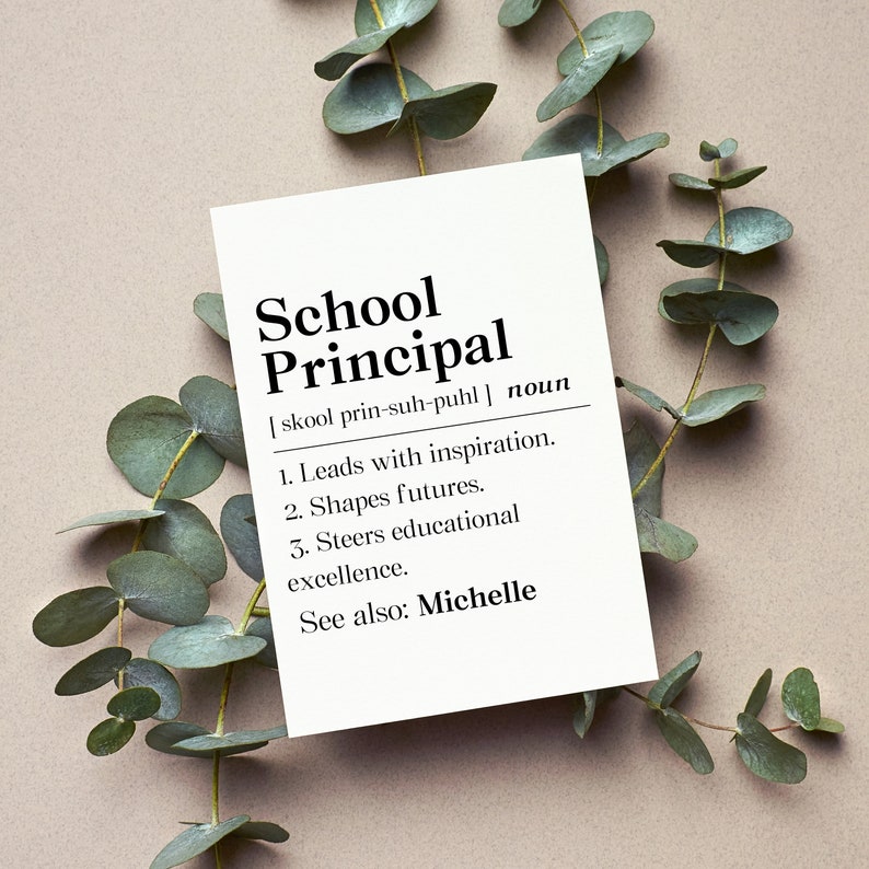 Personalized School Principal Definition Card, School Appreciation Gift ...
